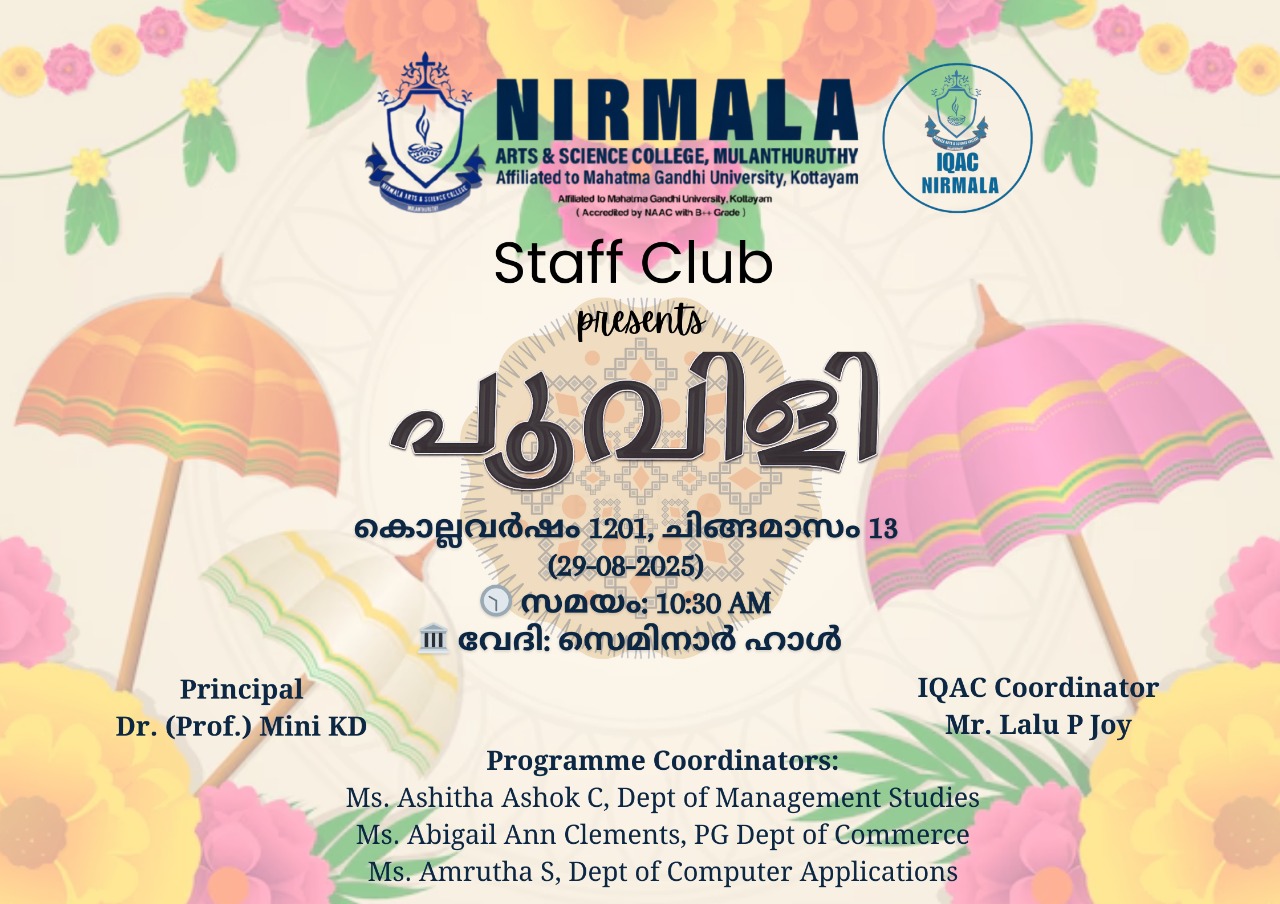 “POOVILI” – STAFF CLUB ONAM CELEBRATION 2025-2026 - Nirmala Arts and ...
